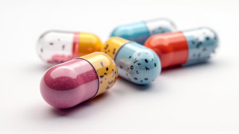 Colorful Capsules on White Background. Stock Illustration ...