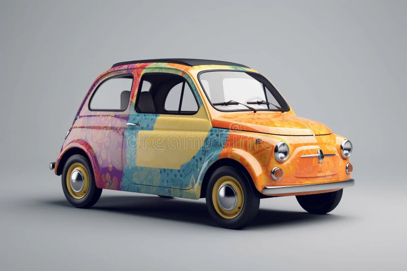 A Colorful Car with a Rainbow Pattern on the Front. AI Generation Stock ...