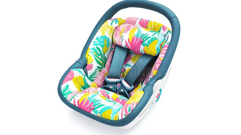 A Colorful Car Seat with a Floral Pattern Stock Image - Image of blue ...