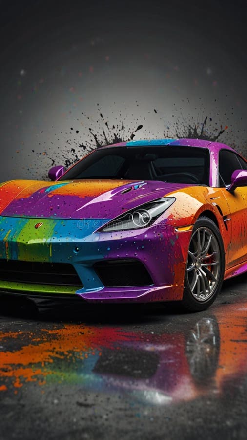 A Colorful Car Wallpaper. Neo Car Wallpaper Stock Illustration ...