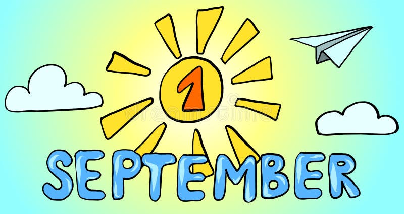 Colorful Card for 1 September with Sun Stock Illustration ...