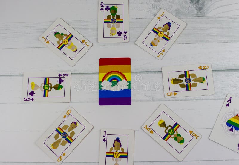 Colorful Cards Laid on Table with a Rainbow Flag Stock Photo - Image of ...