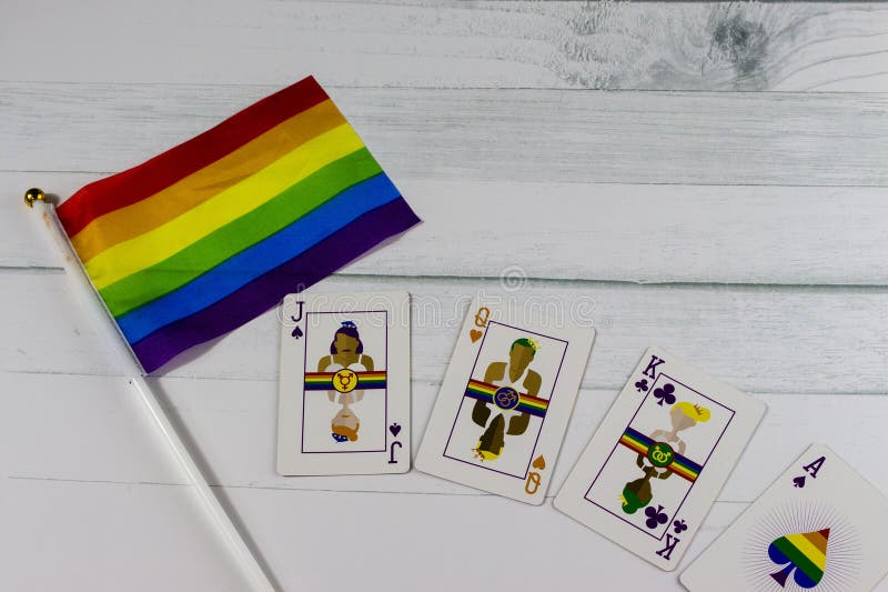Colorful Cards Laid on Table with a Rainbow Flag Stock Image - Image of ...