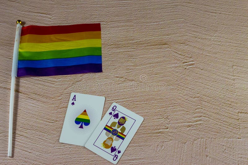 Colorful Cards Laid on Table with a Rainbow Flag Stock Photo - Image of ...