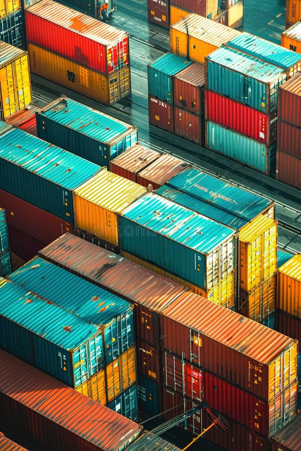 Colorful Cargo Containers on a Dock, Interconnected World of Maritime ...