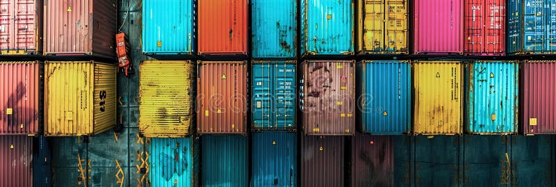 Colorful Cargo Containers on a Dock, Interconnected World of Maritime ...