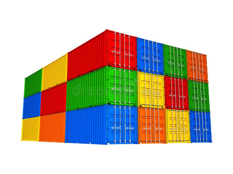Colorful cargo containers stock illustration. Illustration of industry ...
