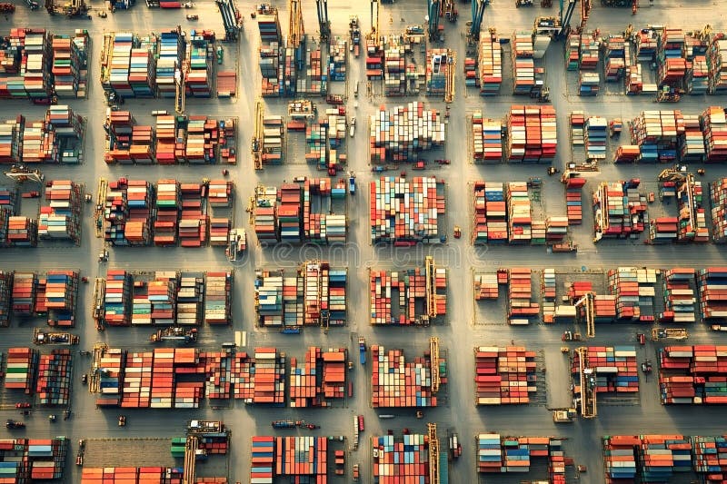 Cargo Containers at Logistics Hub Forming Abstract Pattern Stock Image ...