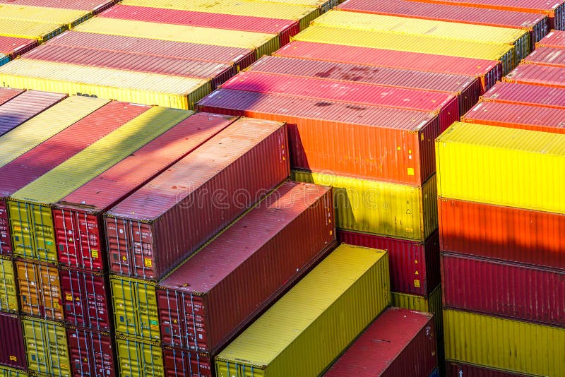 Colorful Cargo Containers Stacked in Several Layers in the Port ...