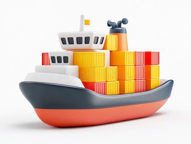 Colorful Cargo Ship with Stacked Containers for Maritime Transport ...