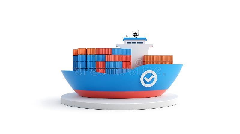 Colorful Cargo Ship with Stacked Containers Symbolizes Logistics and ...