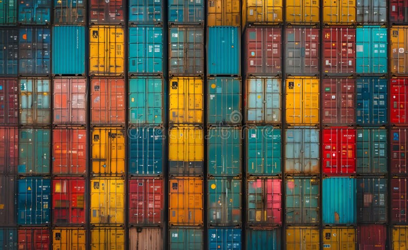 Colorful Cargo Shipping Containers Pattern Stock Image - Image of ...
