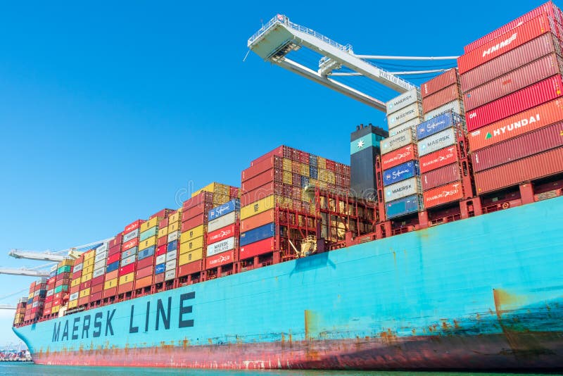 Colorful Maersk, MSC, Hamburg Sud Shipping Containers Stacked at ... Colorful Maersk, MSC, Hamburg Sud Shipping Containers Stacked at ...