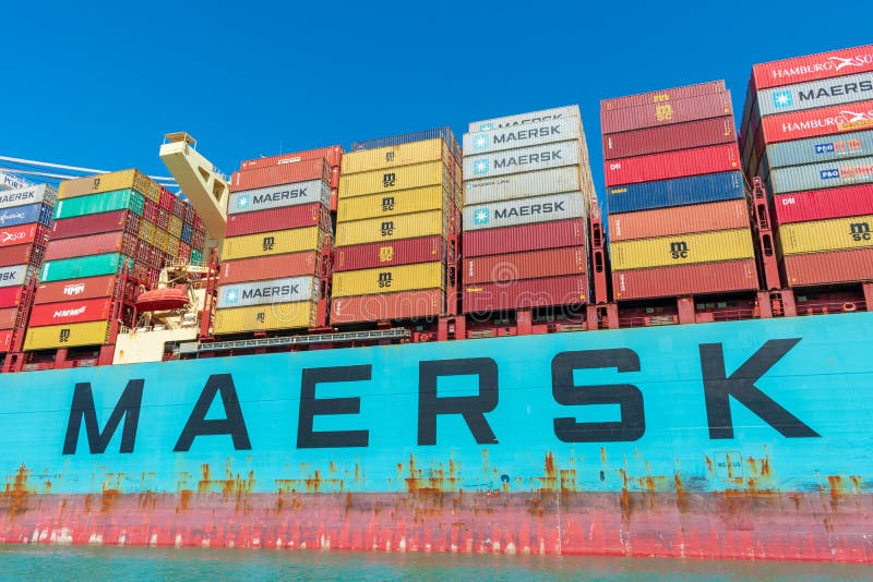 Colorful Cargo Shipping Containers Stacked Aboard of Container Ship ...