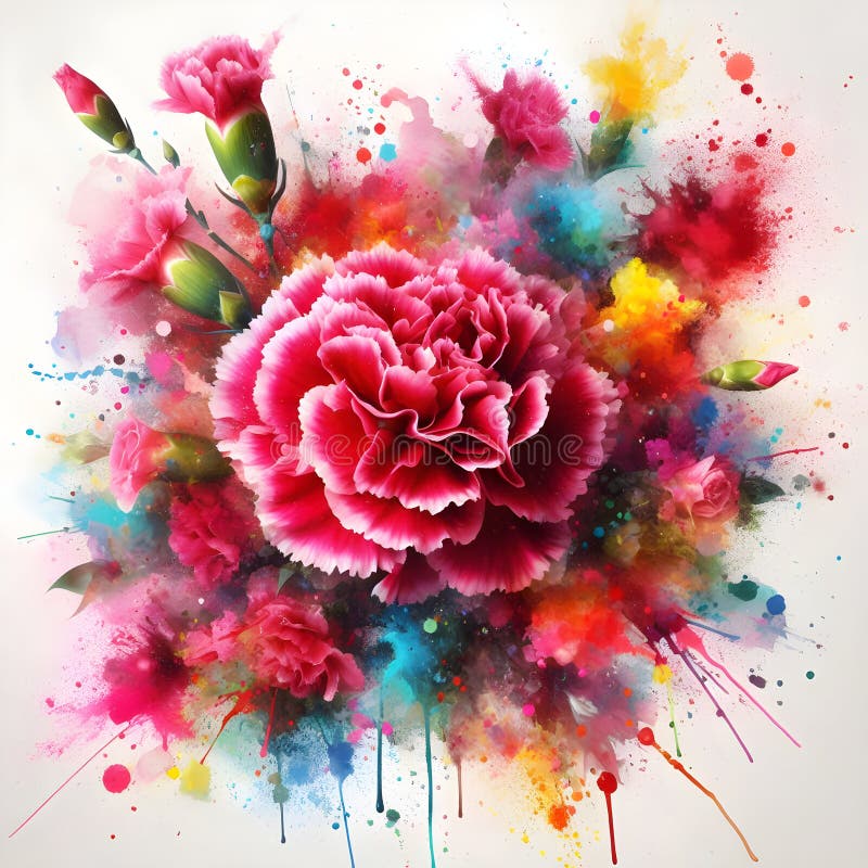 Colorful Carnation Flowers Exploding with Vibrant Colors Stock ...