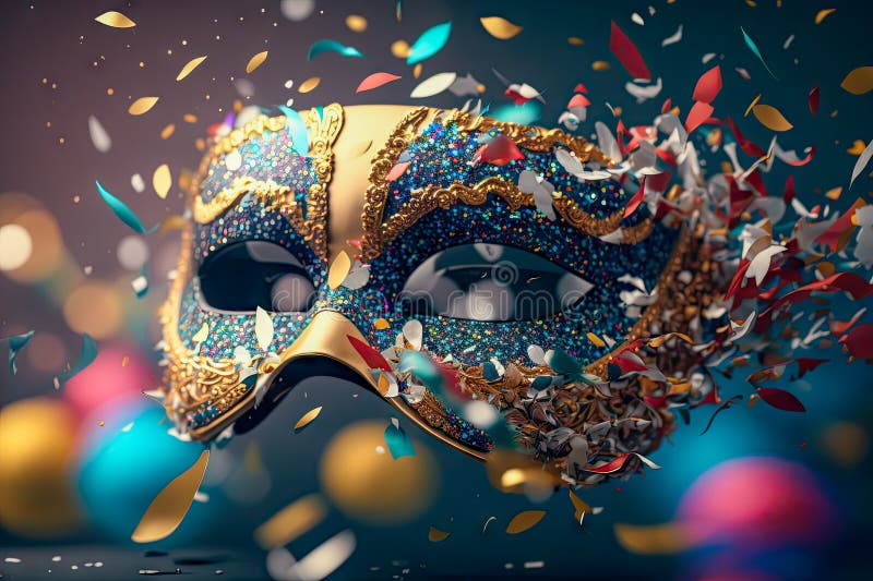 Colorful carnival mask stock illustration. Illustration of gold - 271161213