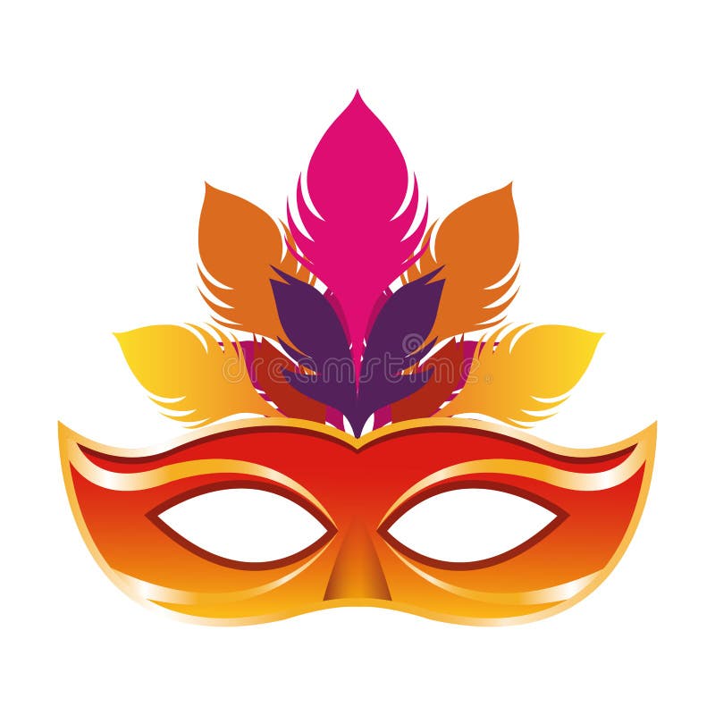 Mask with Feathers Black and White Stock Vector - Illustration of ...