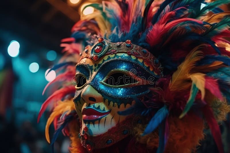 Colorful Carnival Mask in Festive Day Generative Ai Stock Illustration ...