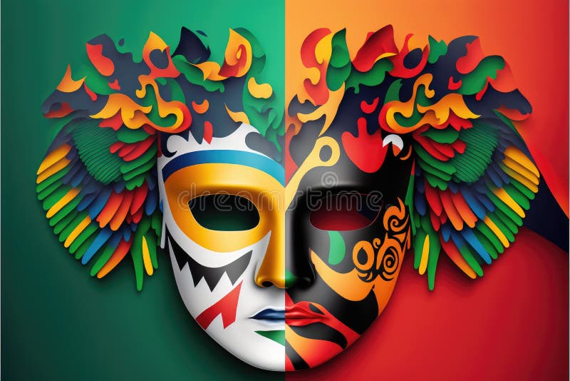 Colorful Carnival Masks. Generative AI Stock Illustration ...