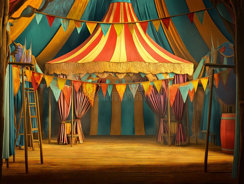 Elegant Carnival Tent with Bright Glowing Decorations Stock ...
