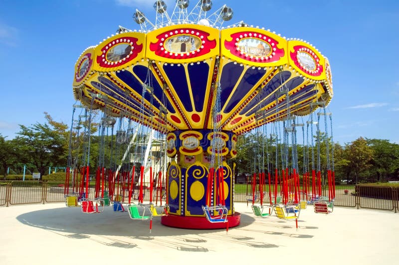 Colorful Carousel in Atraction Park Stock Image - Image of freedom ...