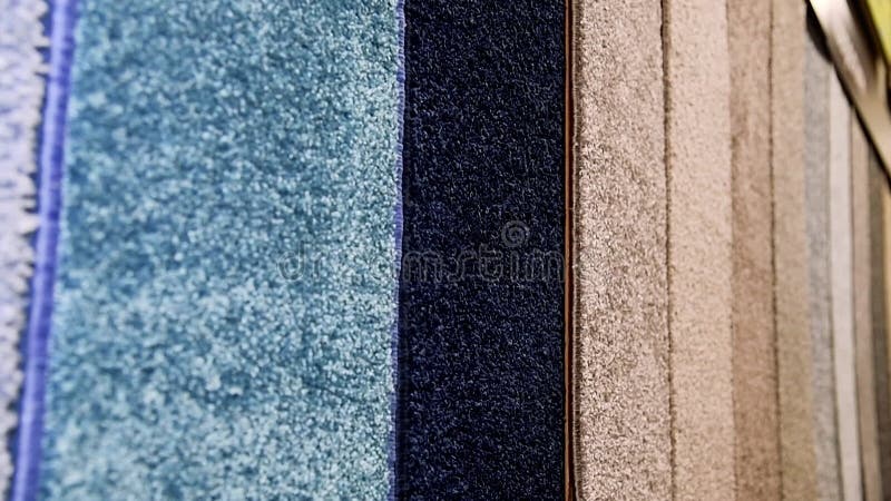 Colorful Carpet Samples are Displayed on the Store Shelf Stock Footage ...