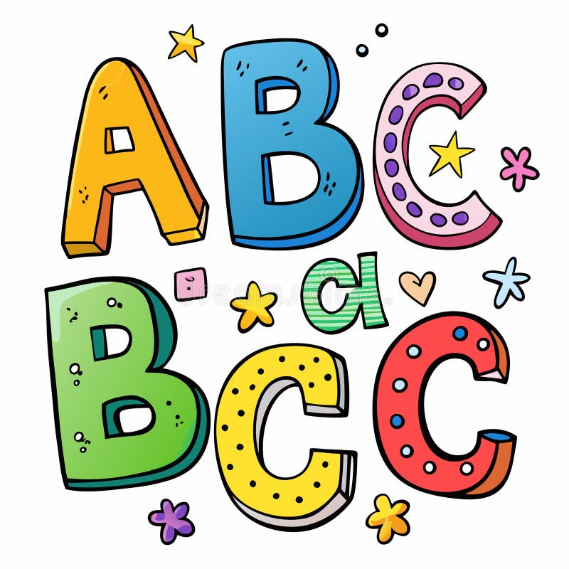 Colorful Cartoon Alphabet Letters with a Teddy Bear Stock Vector ...