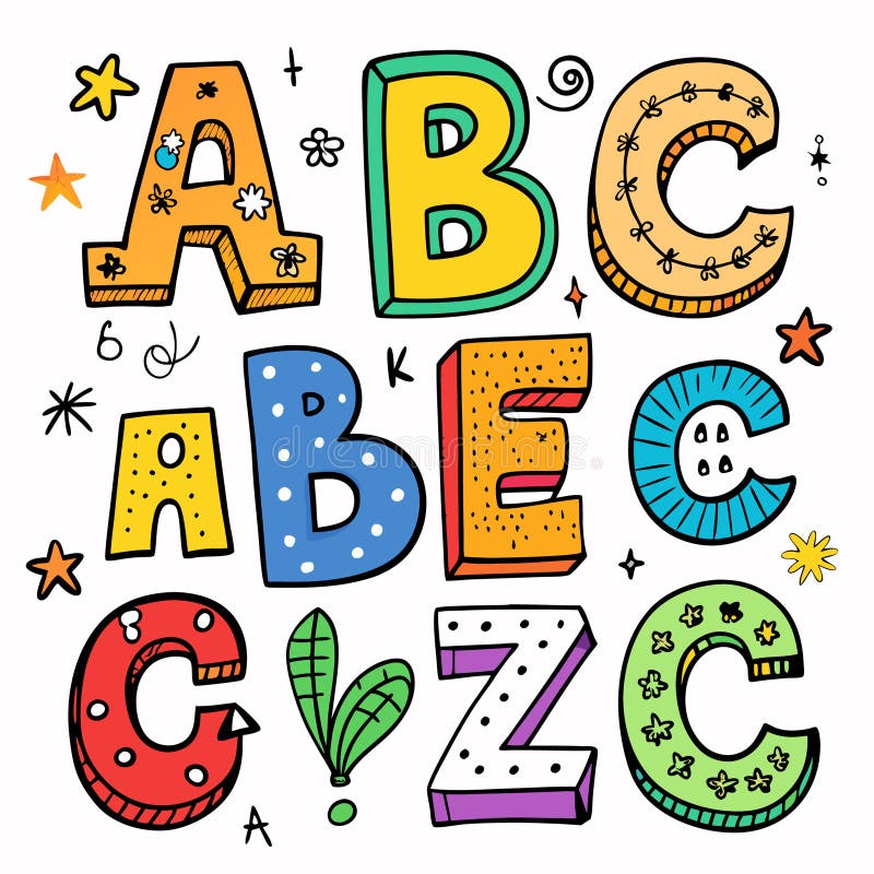 Colorful Cartoon Alphabet Letters with a Teddy Bear Stock Vector ...