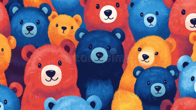 Colorful Cartoon Bears Illustration Stock Illustration - Illustration ...
