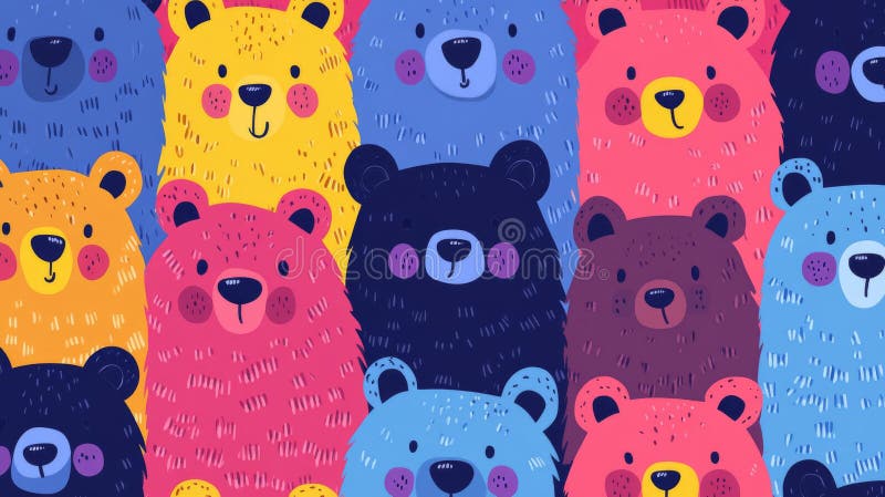 Colorful Cartoon Bears Illustration Stock Illustration - Illustration ...