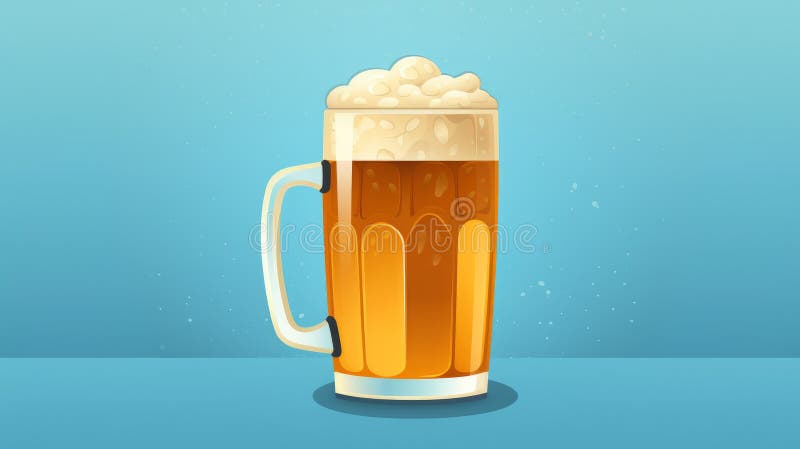 Colorful Cartoon Beer Mug on Blue Background Stock Illustration ...