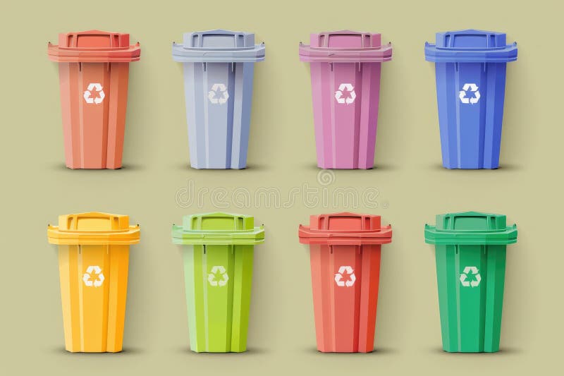 Colorful Cartoon Bins for Easy Sorting Stock Illustration ...
