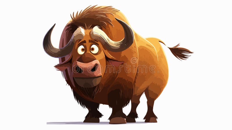 Colorful Cartoon Buffalo Animation Vector Illustration for Creative ...