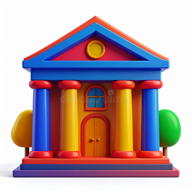 Colorful Cartoon Building 3D Model Stock Illustration - Illustration of ...