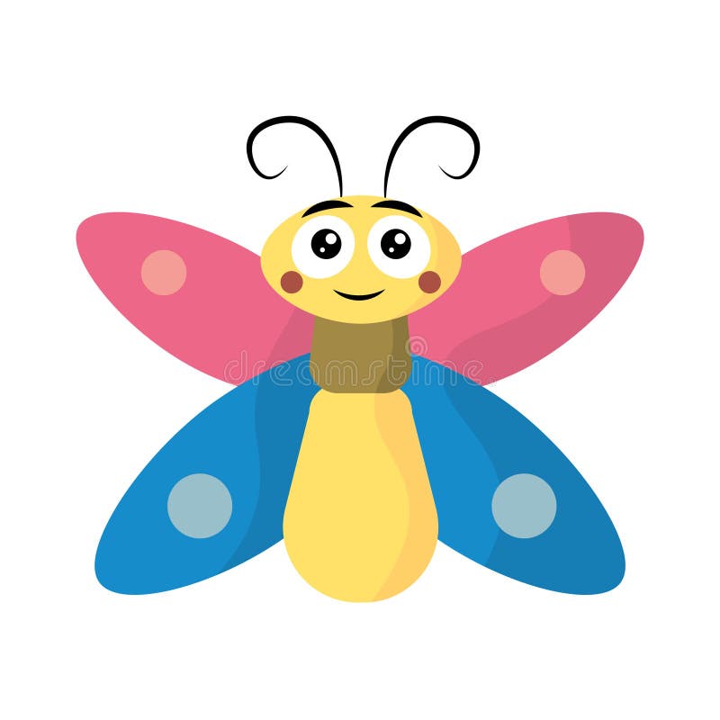 Colorful Cartoon Butterfly Vector Illustration Stock Illustrations ...