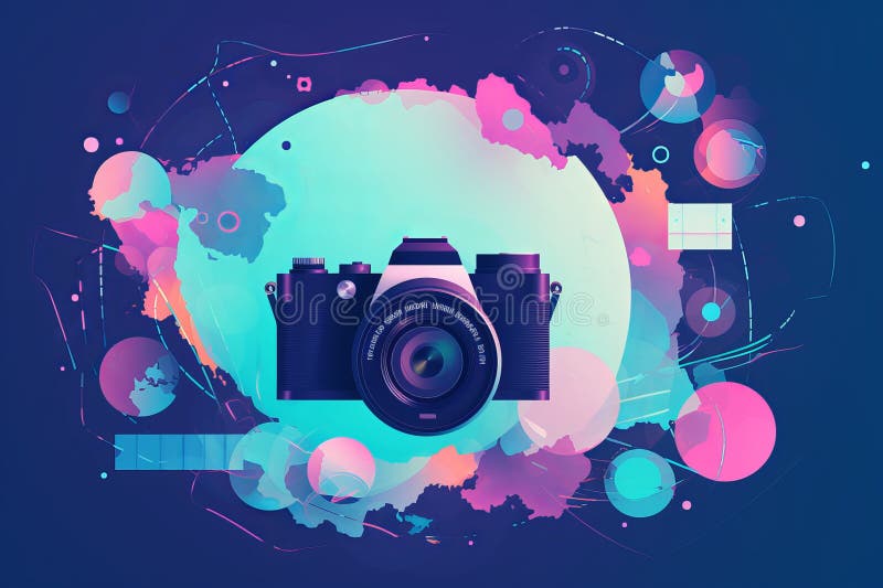 Colorful Cartoon Camera Graphics from Generative Ai Stock Illustration ...