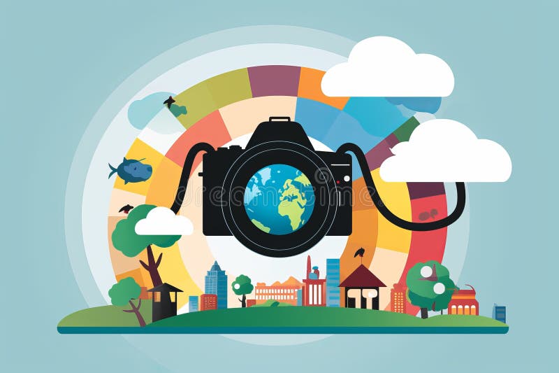 Colorful Cartoon Camera Graphics from Generative Ai Stock Illustration ...