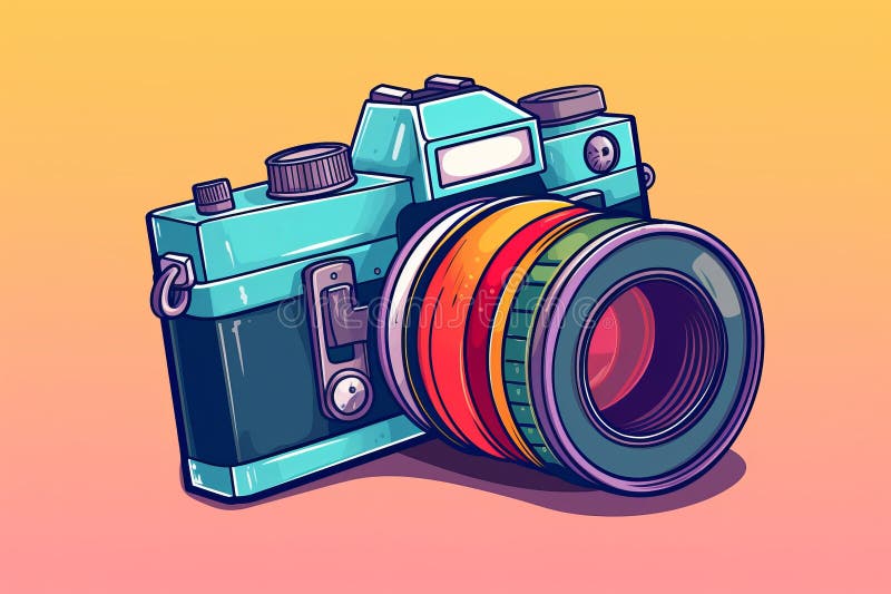 Colorful Cartoon Camera Graphics from Generative Ai Stock Illustration ...