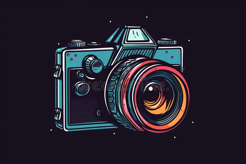 Colorful Cartoon Camera Graphics from Generative Ai Stock Illustration ...