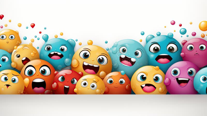 Colorful Cartoon Characters with Different Emotions on a White ...