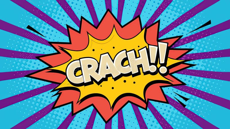 Colorful Cartoon Comic Book Explosion Background with Text Crach Stock ...