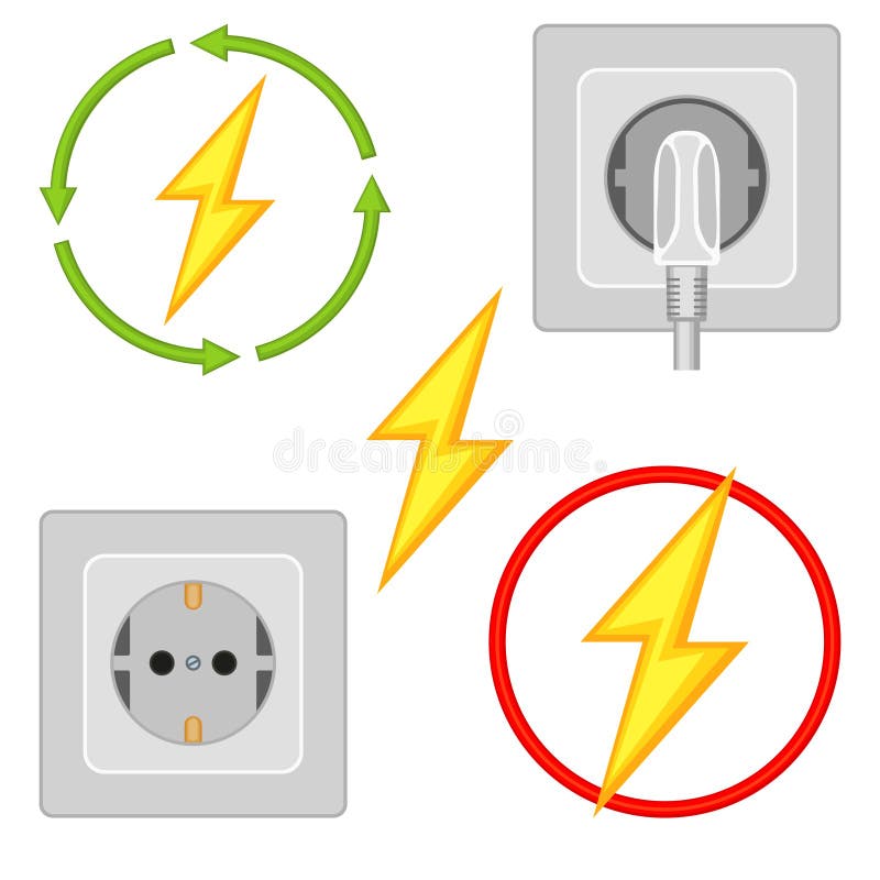 5 Colorful Cartoon Electric Elements Set Stock Vector - Illustration of ...
