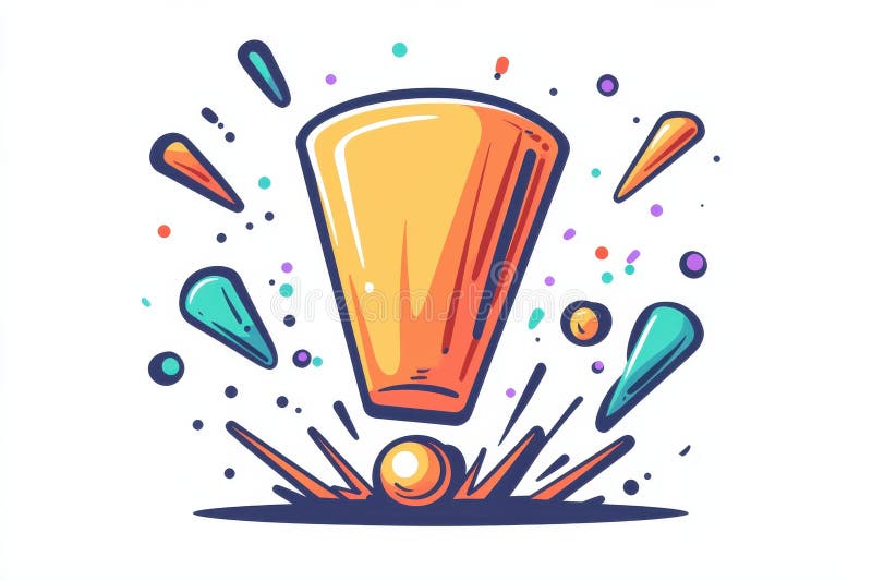 Colorful Cartoon Exclamation Mark with Dynamic Design Elements Stock ...