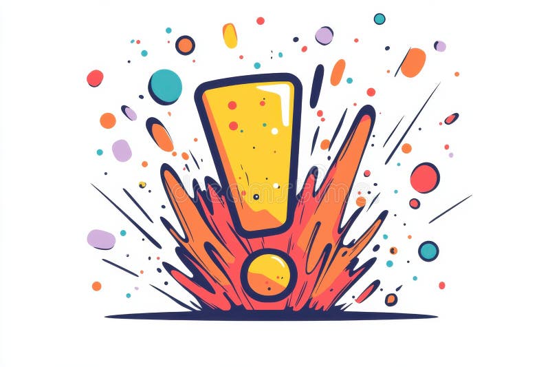Colorful Cartoon Exclamation Mark with Dynamic Design Elements Stock ...