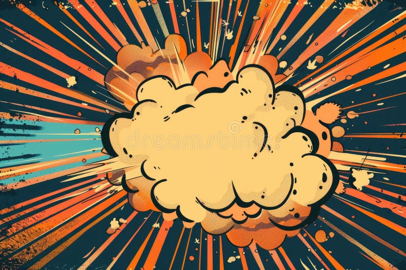 Colorful Cartoon Explosion Cloud on Grunge Background, Suitable for ...