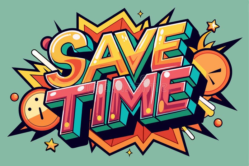 This Colorful Cartoon Features Bold Text Promoting Time-saving Concepts ...