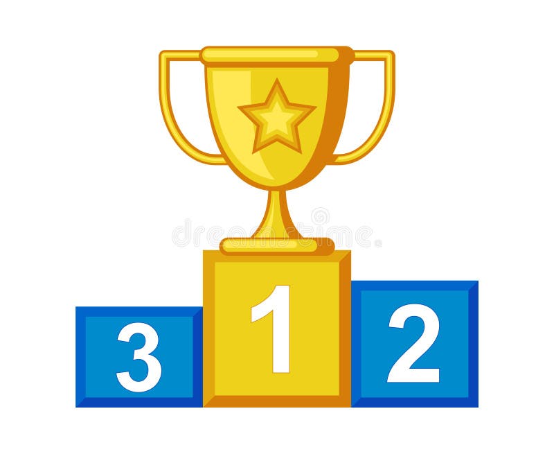 Colorful Cartoon First Place Reward Cup on White Background Stock ...