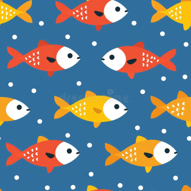 Colorful Cartoon Fish Swimming Underwater Pattern Wallpaper Stock ...