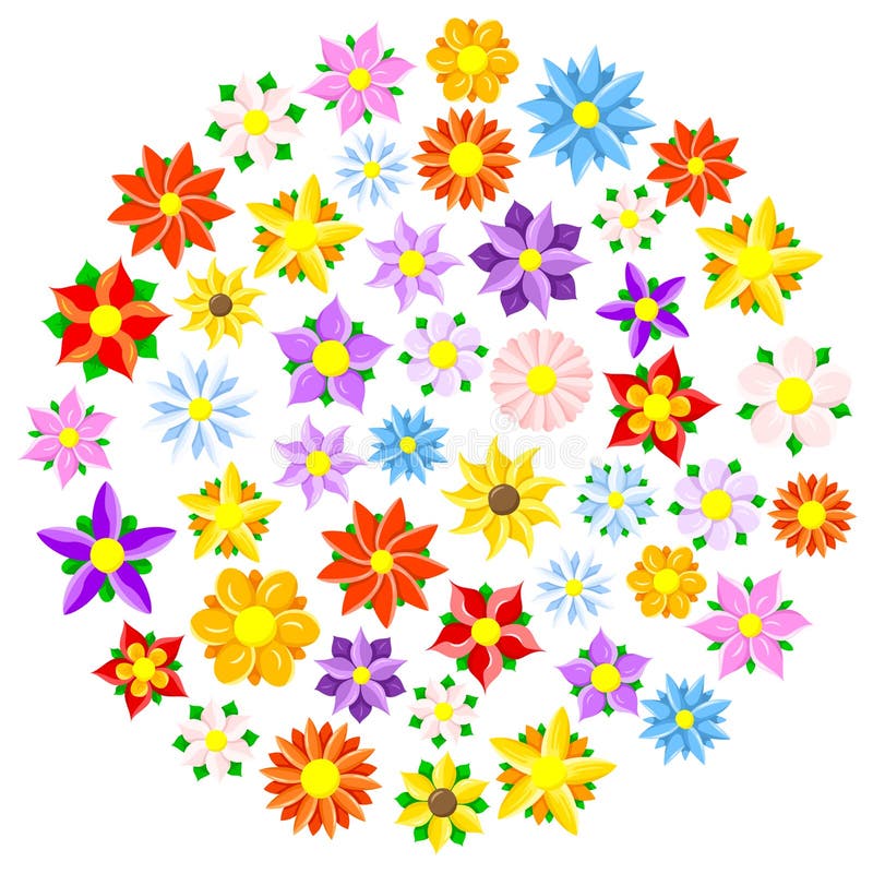 Colorful cartoon flowers stock vector. Illustration of doodling - 67945724