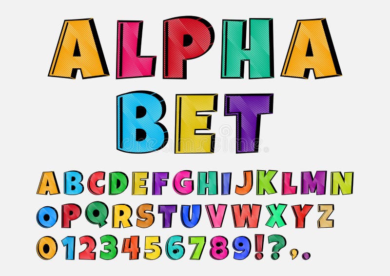 Cartoon Font, Alphabet and Numbers. Vector Illustration Stock ...